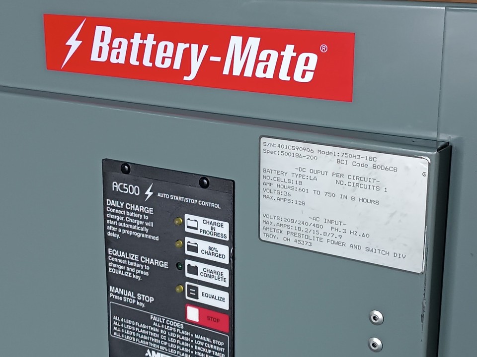 Ametek Battery-Mate 750H3-18C Industrial Battery Charger 36VDC 208/240 ...