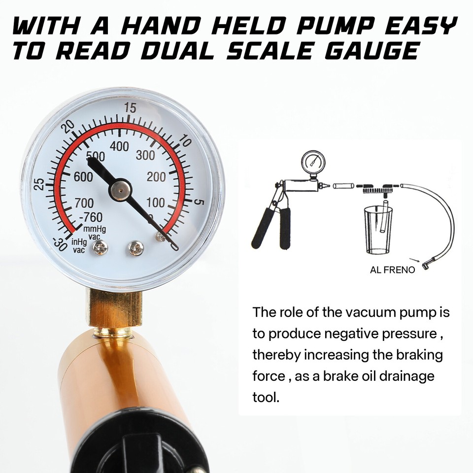 Hand Held Vacuum Pump Pressure Tester Kit Car Brake Fluid Bleeder ...