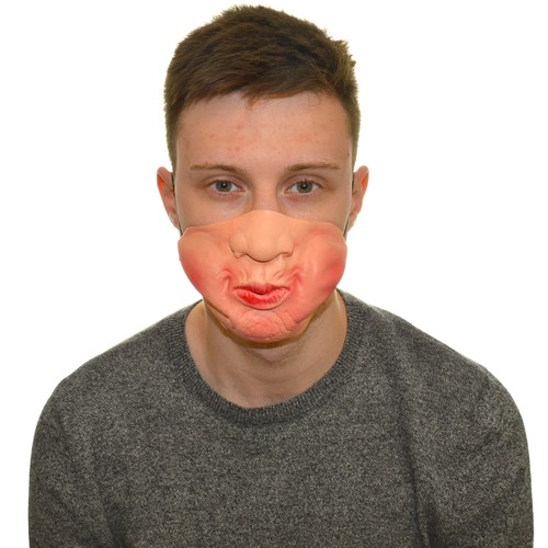 Half Face Puffy Cheeks Funny Fancy Dress Latex Mask For Kids & Adults ...