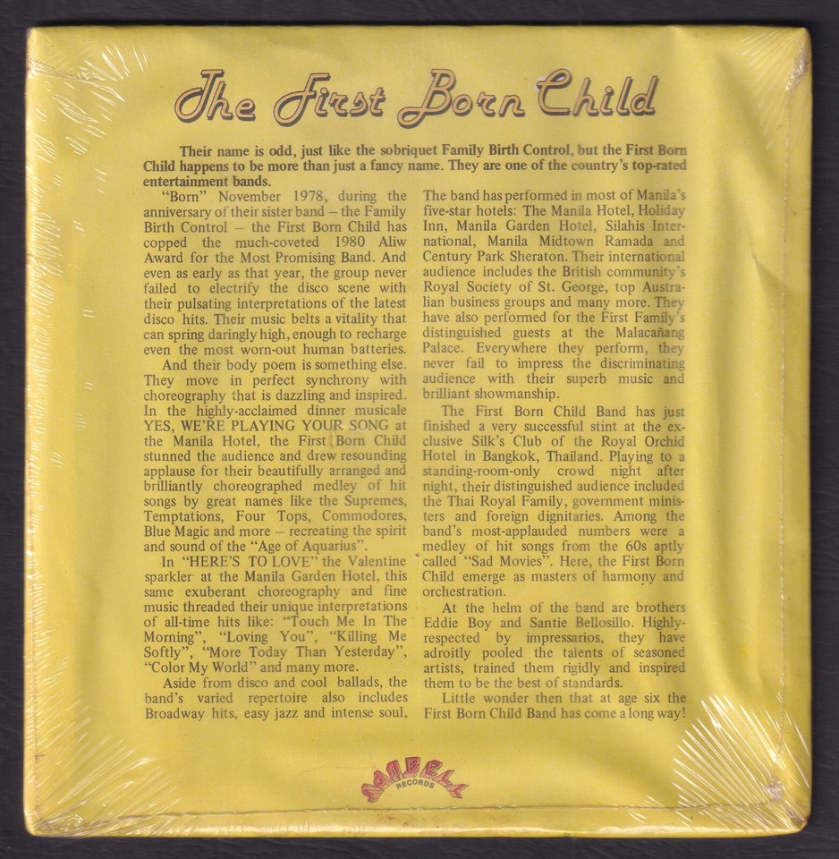 Philippines THE FIRST BORN CHILD OPM 45 rpm Vinyl LIMITED EDITION ...