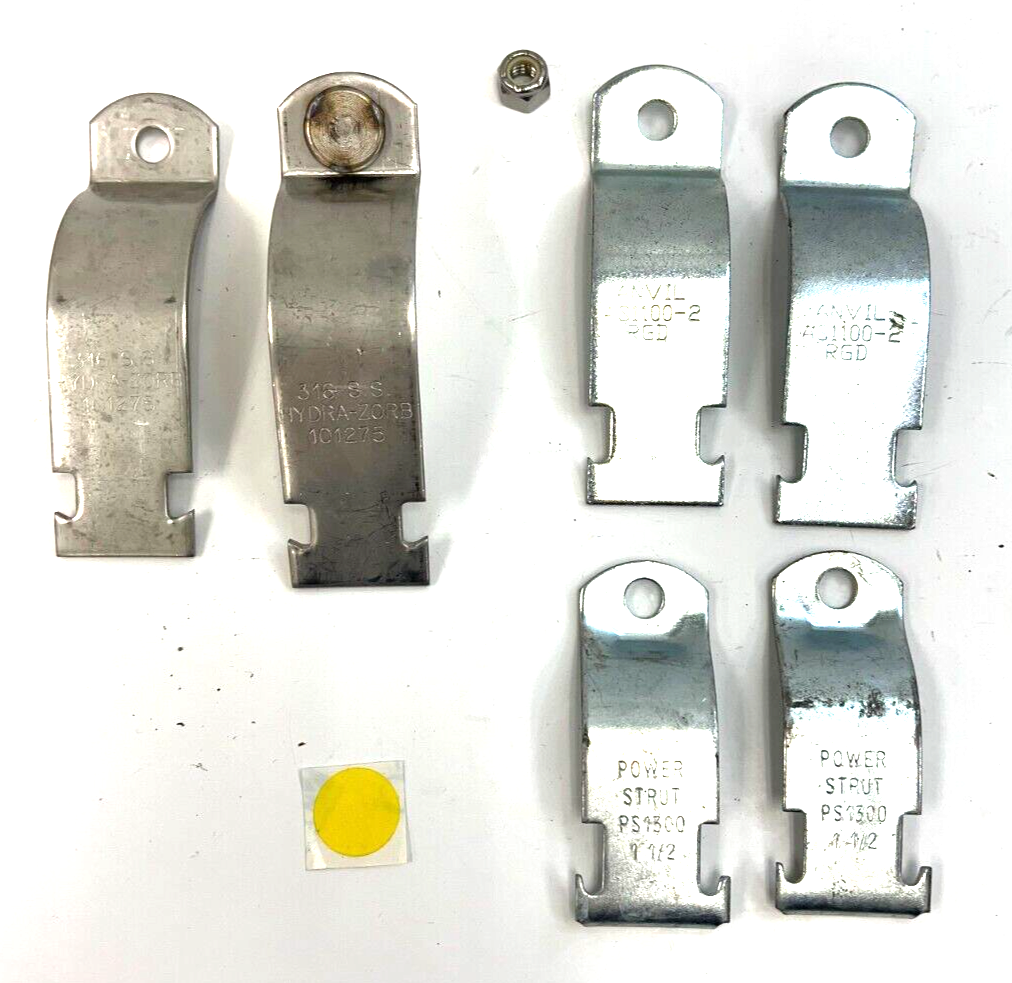 ASSORTMENT OF PIPE CUSHIONING CLAMPS & STRUTE STRAP HYDRA-ZORB, ANVIL ...