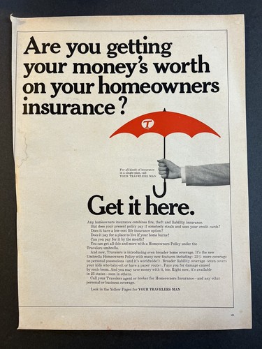 Vtg Life 1965 Travelers Insurance Ad, with Red Umbrella, Get it Here | eBay