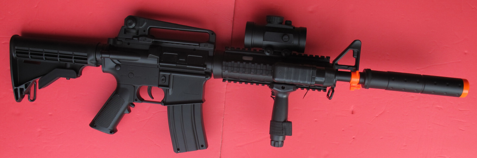 DE M4 Style Auto Electric Airsoft Gun w/Loaded Accessories 6mm plastic ...