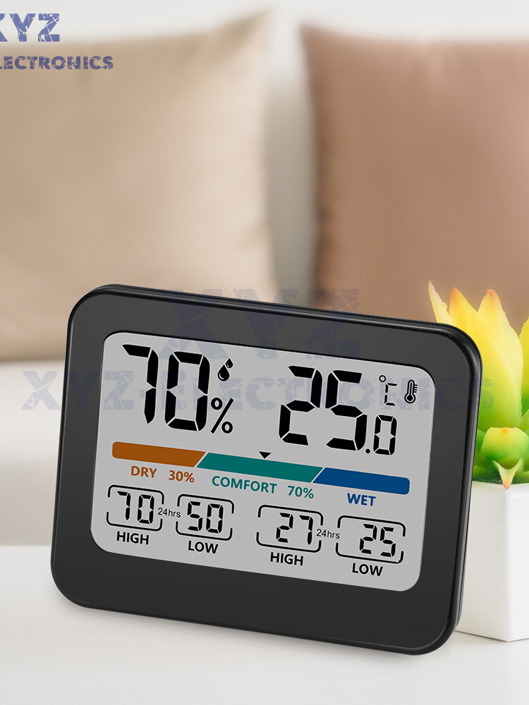 Indoor Large Screen Electronic Temperature&Humidity Meter Thermometer ...