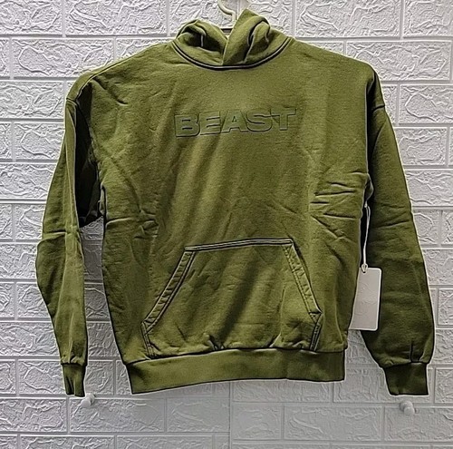 New BEAST By MR BEAST Originals Pullover Hoodie W/Pockets Olive Size ...