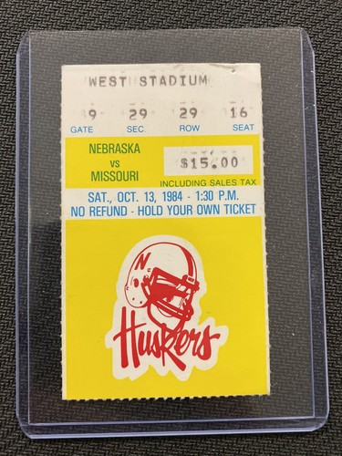 1984 Nebraska Cornhuskers v Missouri Tigers Football Ticket Stub | eBay