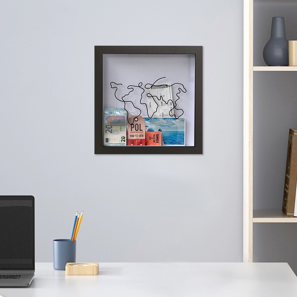 Shadow Box Frame Wooden Memory Box With Slot On Top DIY Memento Frame ...