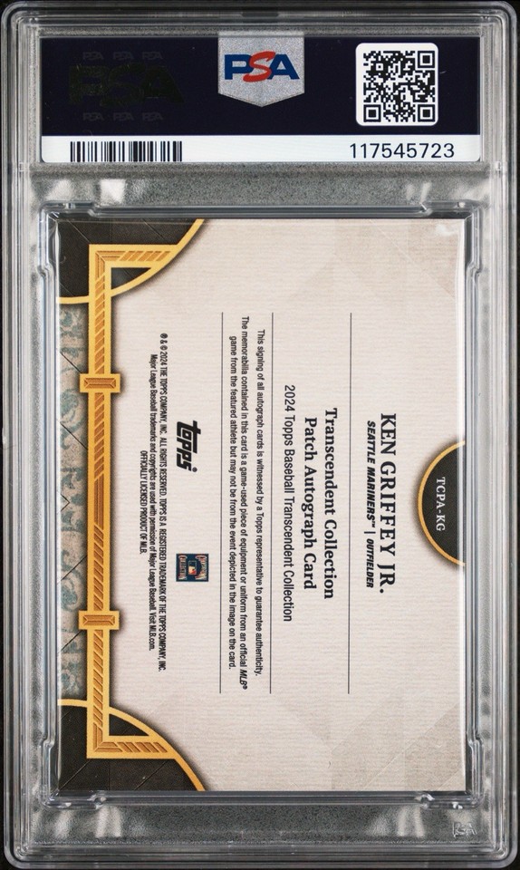 2024 Topps Transcendent Collection Autograph Relics Ken Griffey Jr # ...