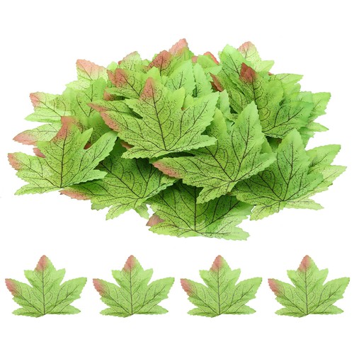 Fake Fall Leaves, 100 Pack Artificial Maple Leaves Light Brown Green ...