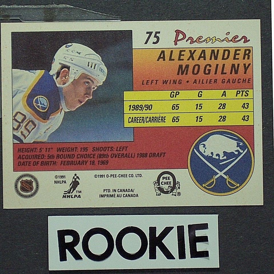ALEXANDER MOGILNY RC 1990-91 OPC Premier #75 ROOKIE Buffalo Sabres (b ...