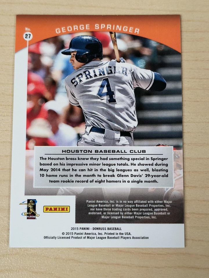 2015 Panini Donruss Preferred Bronze #27 George Springer Grand Stand ...