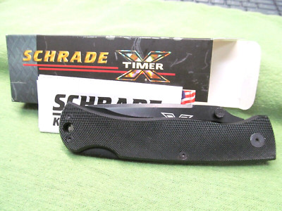 NIB Schrade X-Timer 70TXB Black Aluminum Handle Lockback Knife | eBay