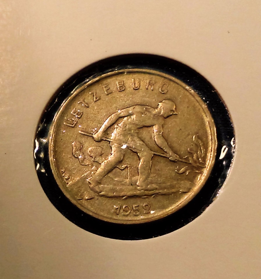 1 Franc 1952 - Charlotte Luxembourg coin, Copper-nickel - LETZEBURG ...