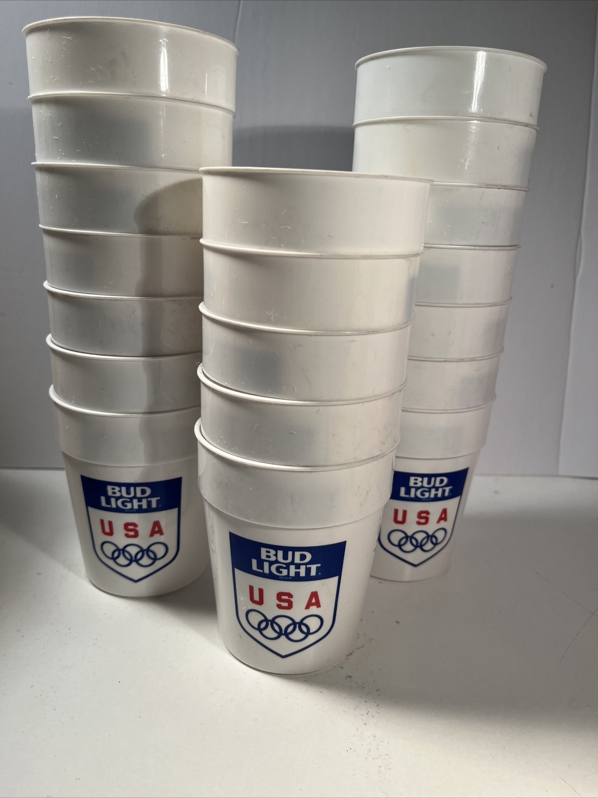 19 Vintage Bud Light USA Olympics Plastic Cups 12/14 oz Budweiser Beer ...