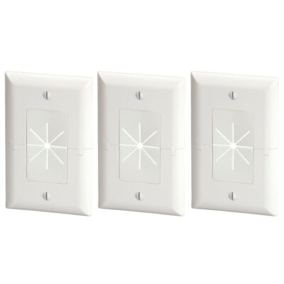 3x 1-Gang Split Wall Plate Flexible Opening Low Voltage Audio Video ...