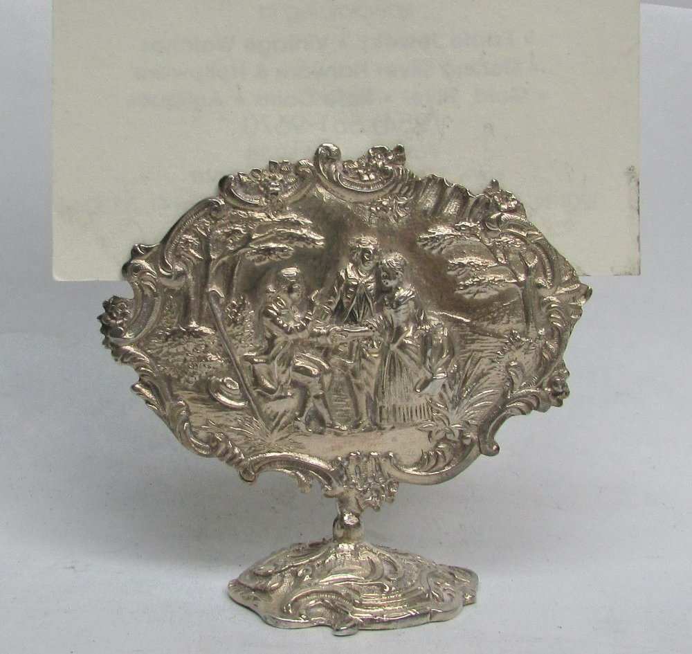 RARE 19th CENTURY DUTCH SILVER HEAD TABLE MARRIAGE SCENE PLACE CARD ...