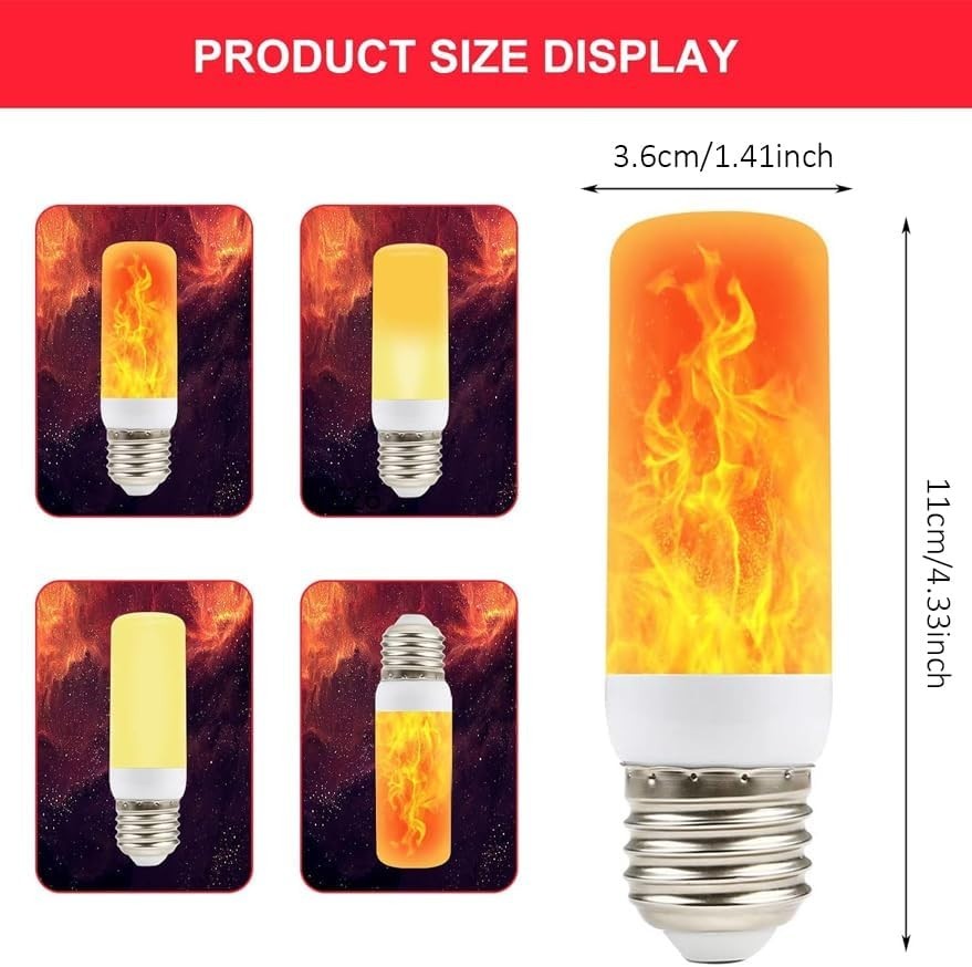 2-Pack LED Flame Light Bulbs,4 Flickering Modes with Gravity Sensor,E26 ...