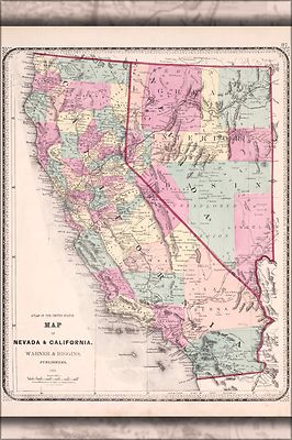 Poster, Many Sizes; Map Of Nevada & California 1870 | eBay