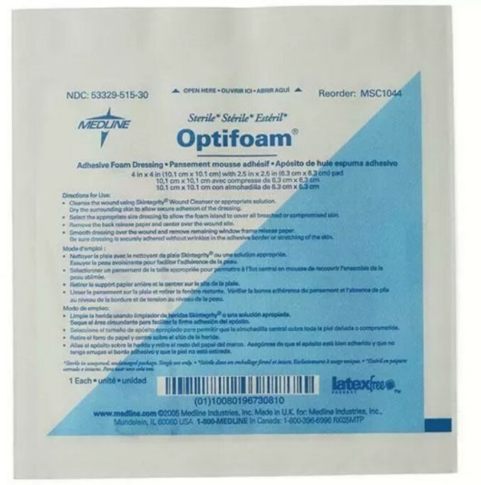 BOX OF 10- MEDLINE OPTIFOAM DRESSINGS 4"x4" #MSC1044 | eBay