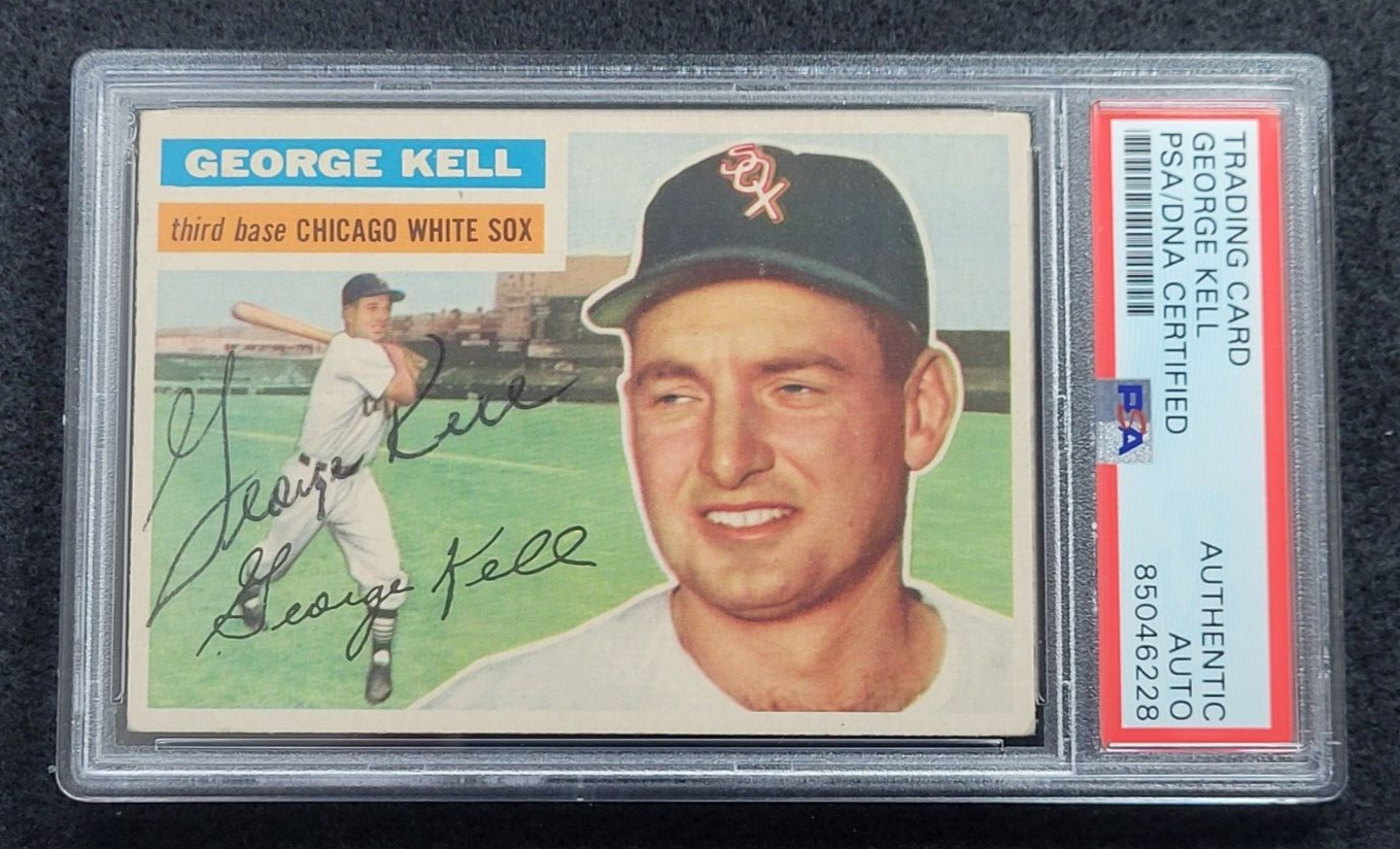 Rare 1956 GEORGE KELL Signed Topps Card-HALL OF FAME-CHICAGO WHITE SOX ...