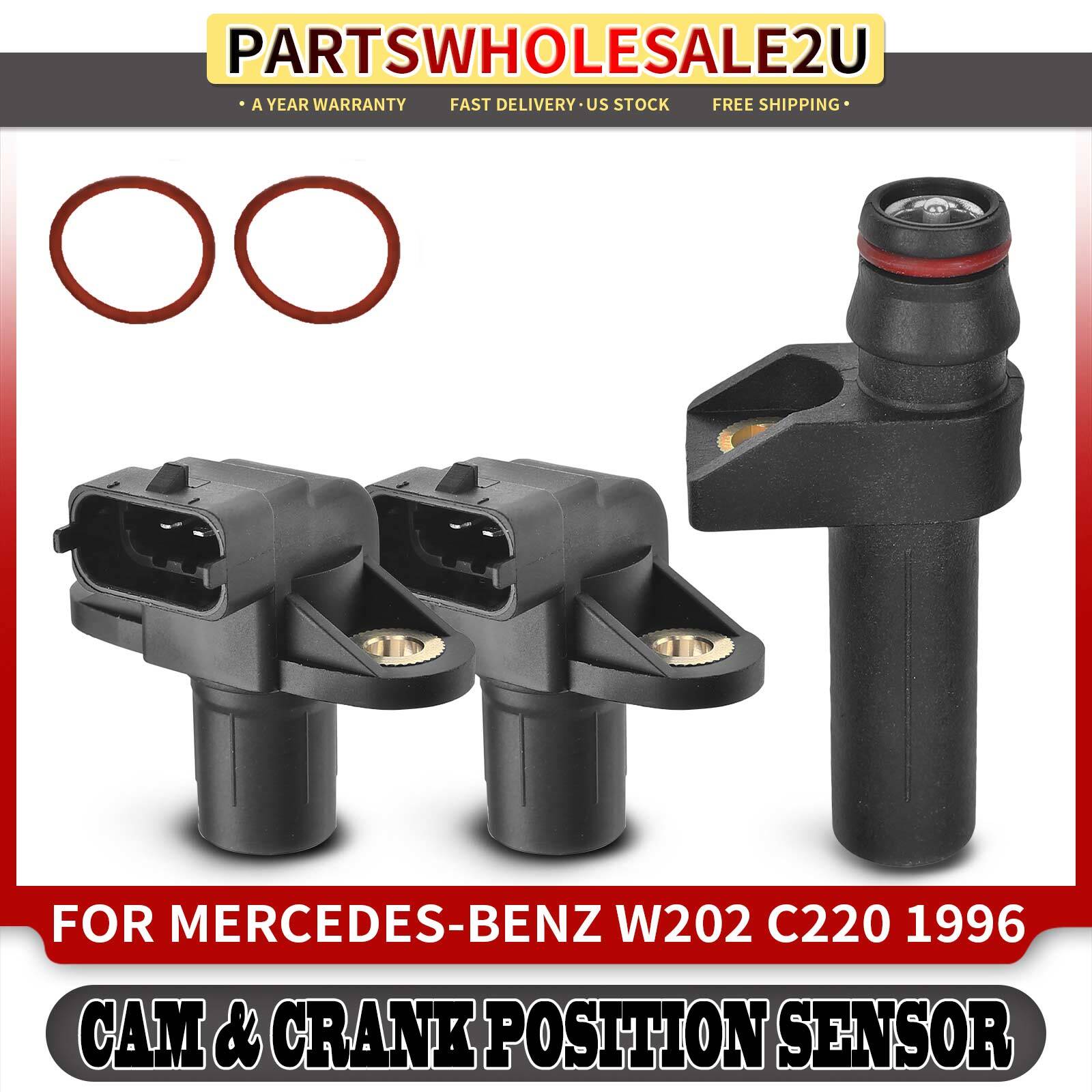 2x Camshaft and 1x Crankshaft Position Sensor for Mercedes-Benz W202 ...