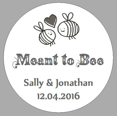 Small Circular Meant to Bee Stickers Round Personalised Wedding Sticky ...