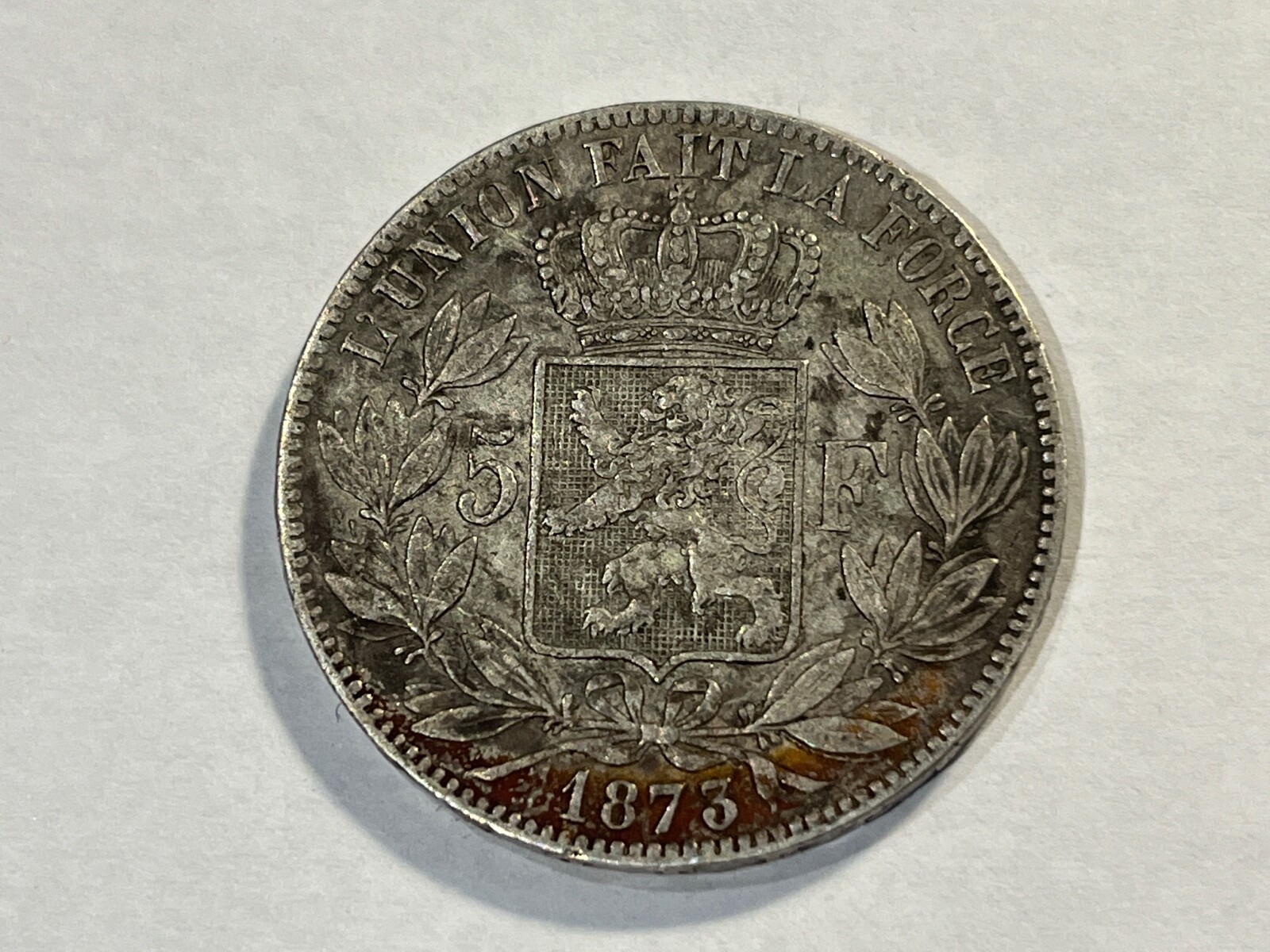 Mint Belgium 5 Francs Silver 1873 (111-36) | eBay