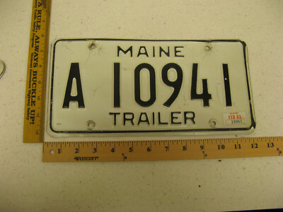 1983 83 MAINE ME TRAILER TRL LICENSE PLATE TAG A10941 NATURAL STICKER ...