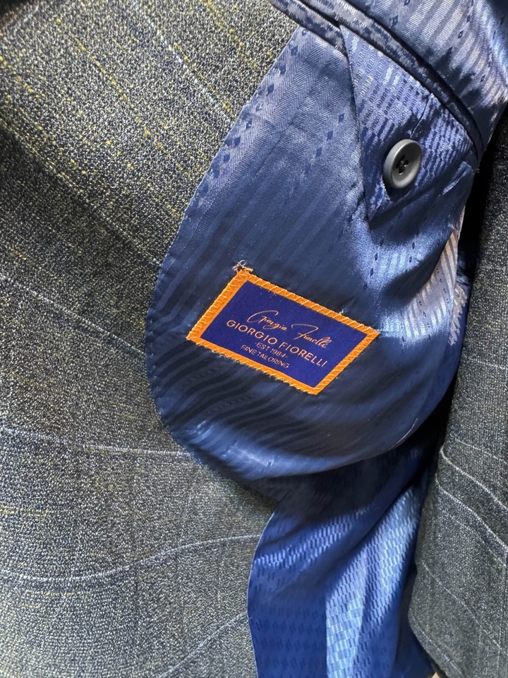 Giorgio Fiorelli Men's 3 Piece Blue Windowpane Suit | eBay