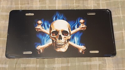 SKULL & CROSSBONES METAL AUTO TAG LICENSE PLATE (NEW) | eBay