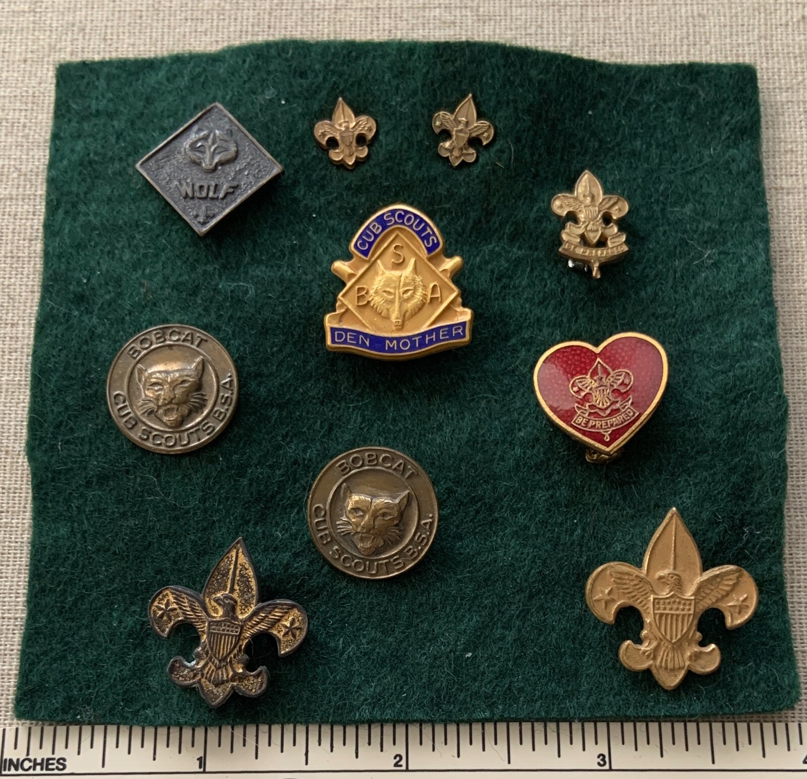 10 Vintage BOY CUB SCOUTS OF AMERICA Rank & Position Award PINS BSA ...
