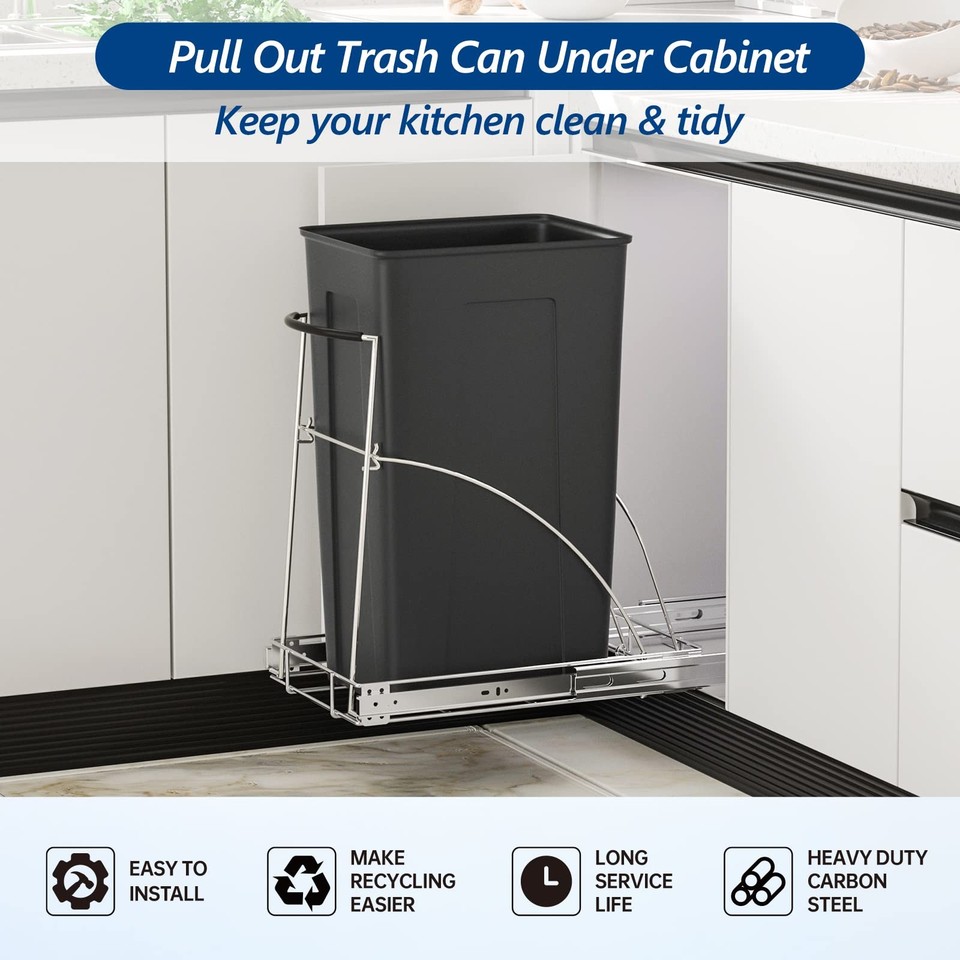 Pull Out Trash Can Under Cabinet, Requires 13" W X 18" D Cabinet, Under Sink ... | eBay