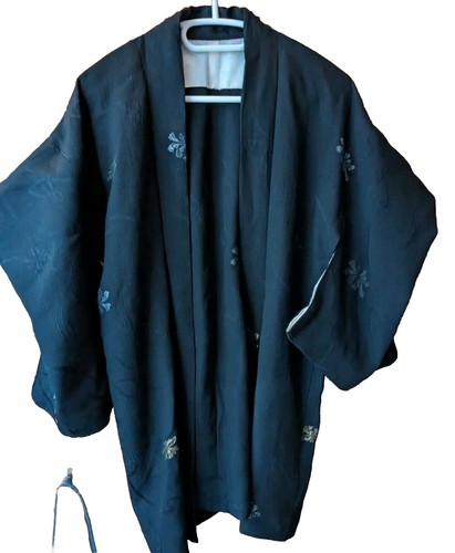 Black Silk Haori Kimono Jacket Japan Vintage | eBay