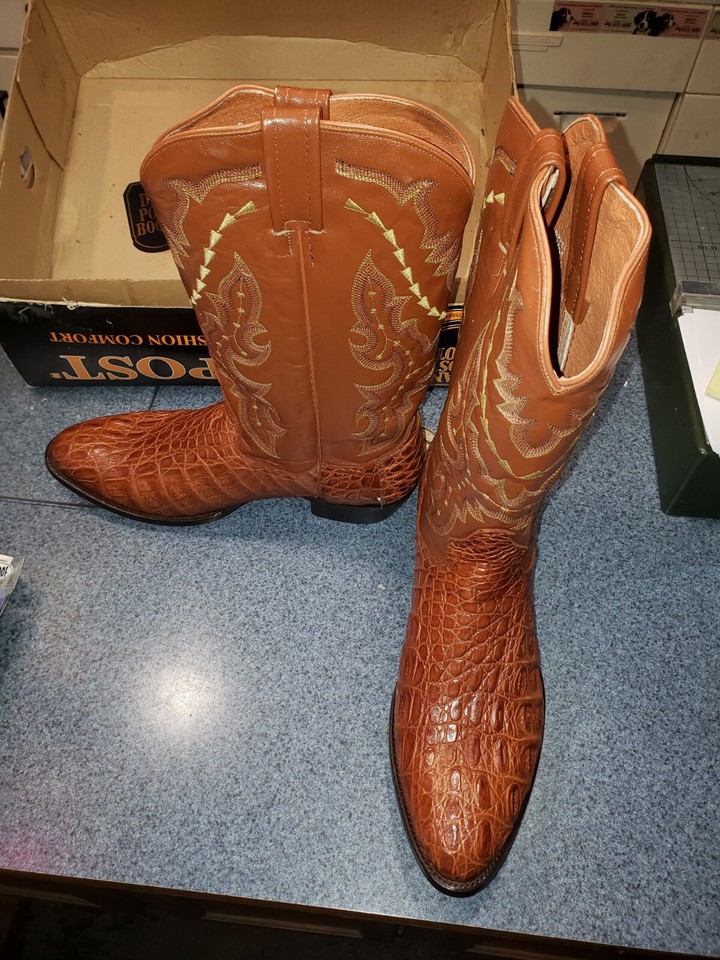 Dan Post Men's Vintage Brown Flank Caiman Boots Model DP2387, Size 10.5 EW | eBay