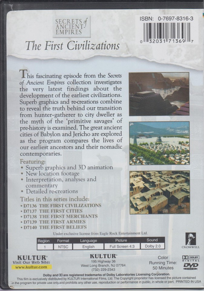 The First Civilizations - Secrets of Ancient Empires - DVD - VG ...