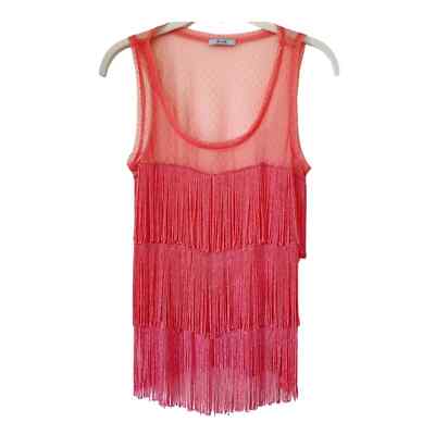 Do & Be Fringed Cover Up Top Beach Boho Sheer Coral Fringe | eBay