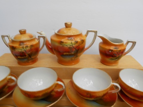 23 pc CHILDS TEA SET TREE IN THE MEADOW WINDMILL Noritake Box JAPAN TOY ...