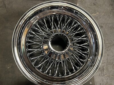 (QTY 1) Cross-Laced 72 Spoke Wire Wheel Rim 15x7 Chrome Lip 72 Bore ...