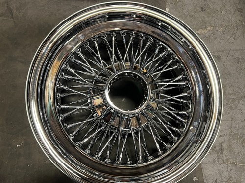 (QTY 1) Cross-Laced 72 Spoke Wire Wheel Rim 15x7 Chrome Lip 72 Bore ...