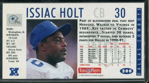 1992 Game Day Tall Boy Issiac Holt #200 Dallas Cowboys | eBay