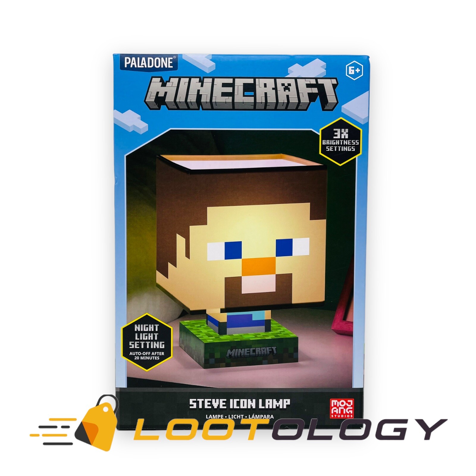 Paladone Minecraft Steve Icon Lamp w/ Night Light Setting 3 Brightness ...