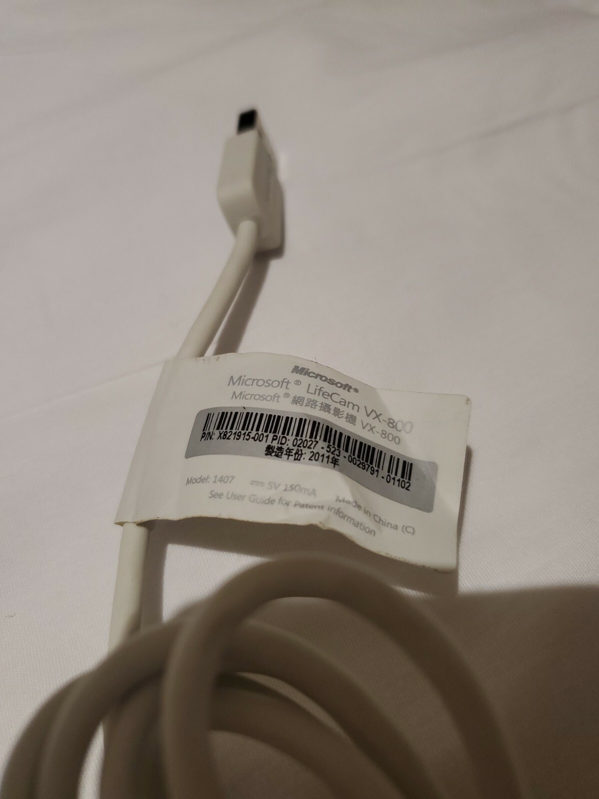 Microsoft Web Cam LifeCam VX-800 White Model 1407 Plug And Play Clear ...