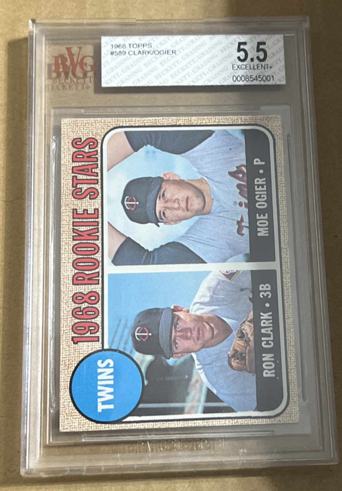 1968 Topps Rookie Stars #589 Ron Clark Moe Ogier BVG Beckett 5.5 Twins ...