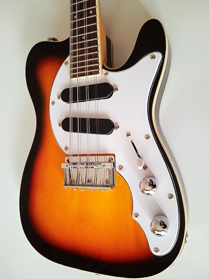Electric Guitar mini 8 Strings Mandolins Guitar Mandocaster Sunburst ...