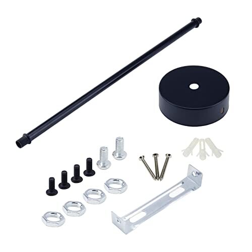 2 Sets Black Pendant Light Fixture Rod With Canopy Metal Lamp Parts ...
