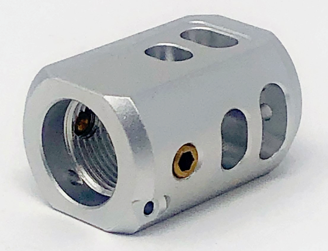 .40 S&W Muzzle Brake 9/16x24 Threaded Compensator SilverAluminum For ...