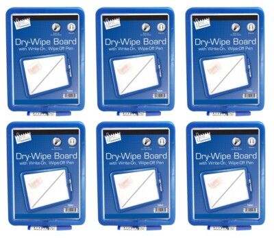 6 x A4 Magnetic Backed Dry Wipe Board With Write On Wipe Of Pen Memo ...