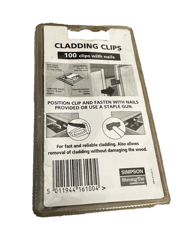 100 Cladding Fixing Clips With Nails for 7.5mm Cladding Top-quality ...