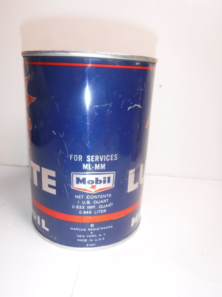Vintage Socony Mobiloil Lubrite Pegasus 1 One Quart Metal Motor Oil Can ...