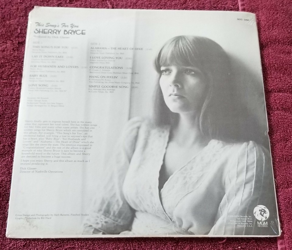 Sherry Bryce...."This Song's for You" 12" Vinyl Record LP, Sealed/New ...